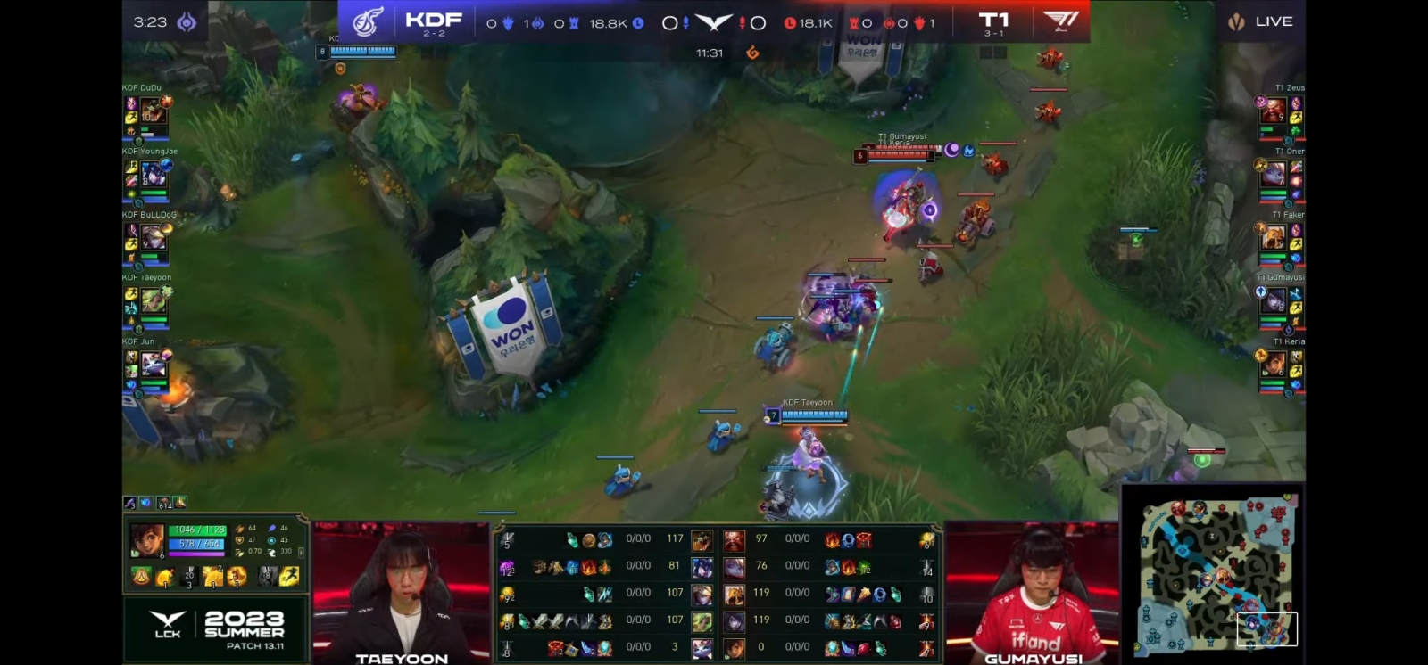 실시간 LCK) 미드 스태틱 AP 이즈 등장 - OP.GG