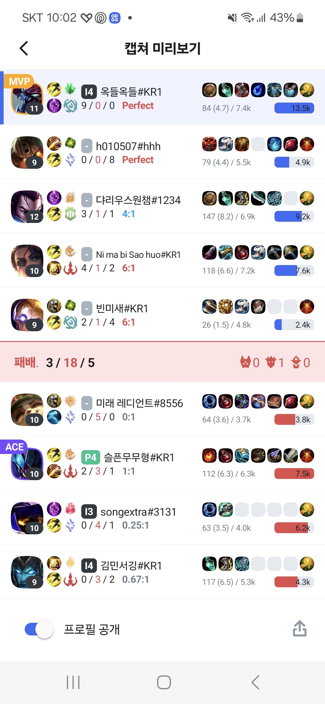 살면서 처음나온 초가스 MVP 노대스다 - OP.GG
